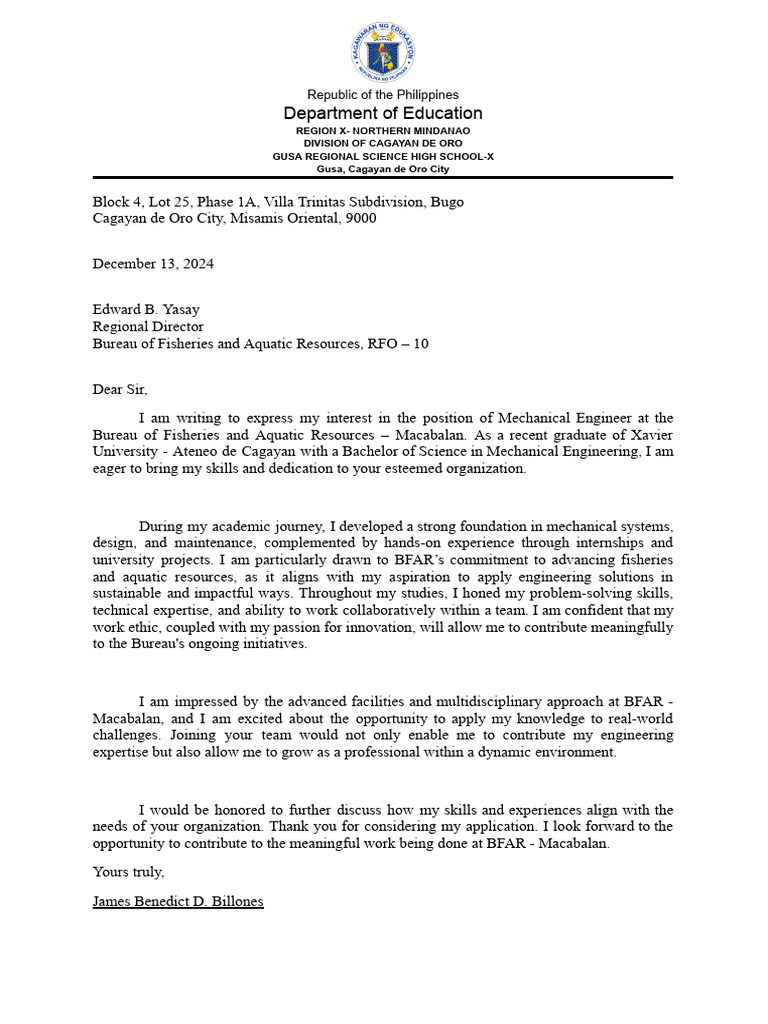 Billones Eng5 App Letter.docx | PDF