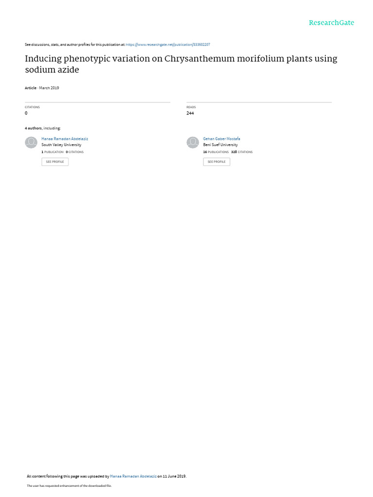 Inducing Phenotypic Variation On Chrysanthemum Morifolium Plants Using Sodium Azide | PDF ...
