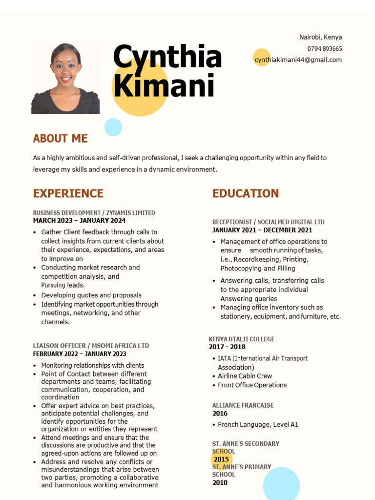 CYNTHIA KIMANI C.V | PDF | Human Communication
