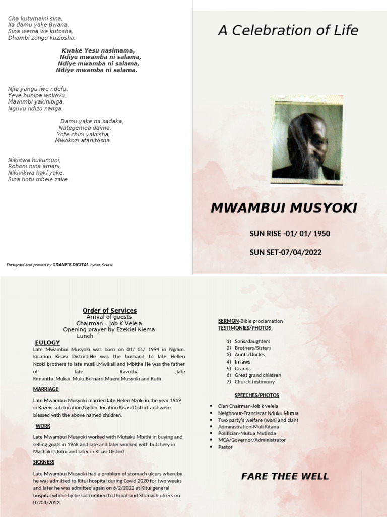 Funeral Program Bifold SAMPLE | PDF