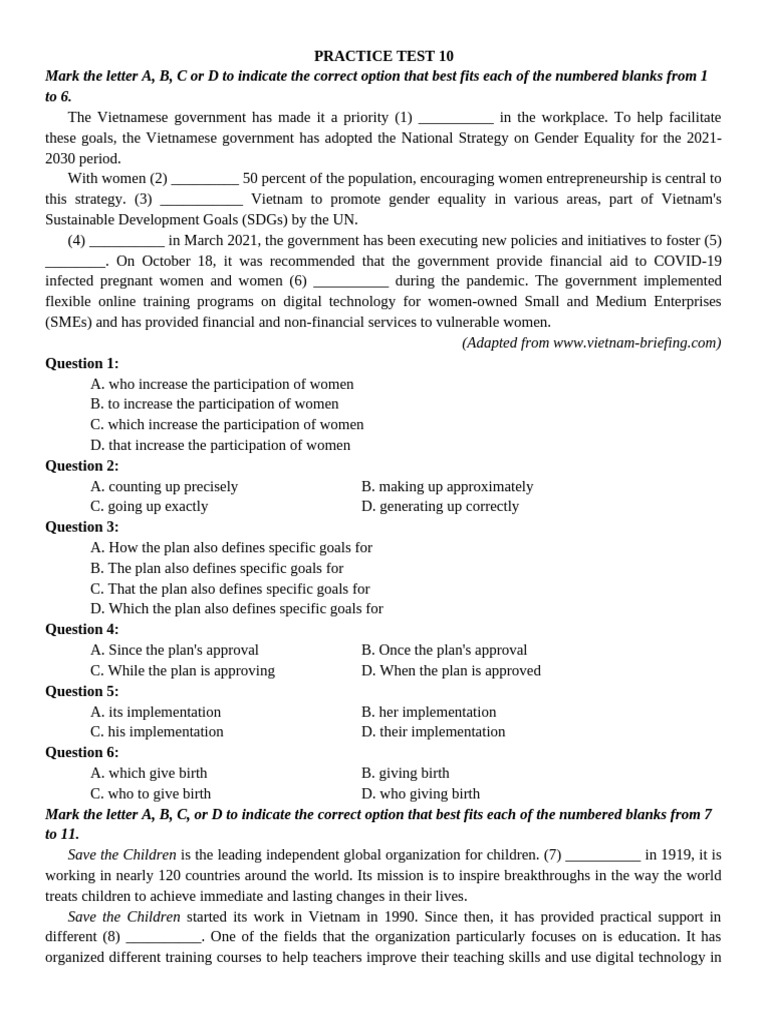 HUỚNG DẪN ÔN THI TỐT NGHIỆP MÔN ANH FORM 2025 MỚI NHẤT PRACTICE TEST 10 ...