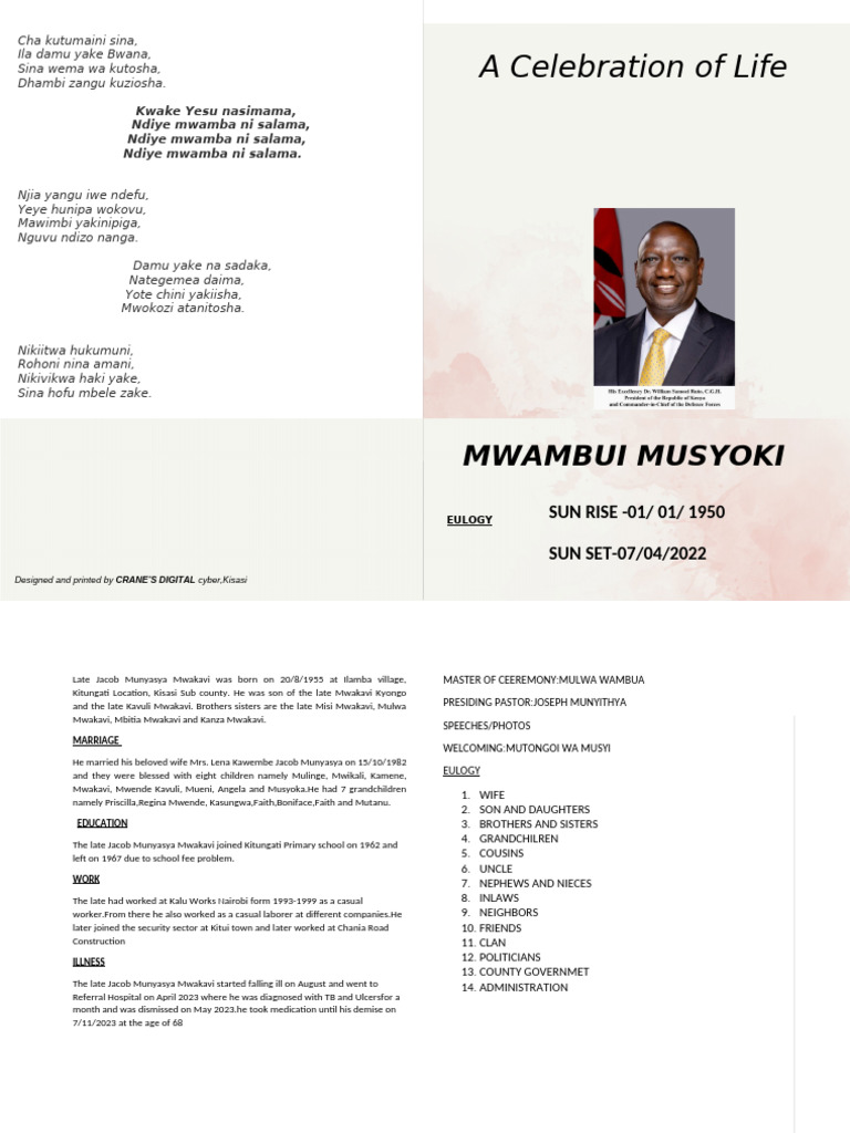 Funeral Program Bifold SAMPLE B | PDF