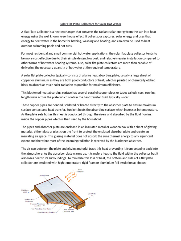 Solar Flat Plat notes-WPS Office | PDF | Water Heating | Solar Energy