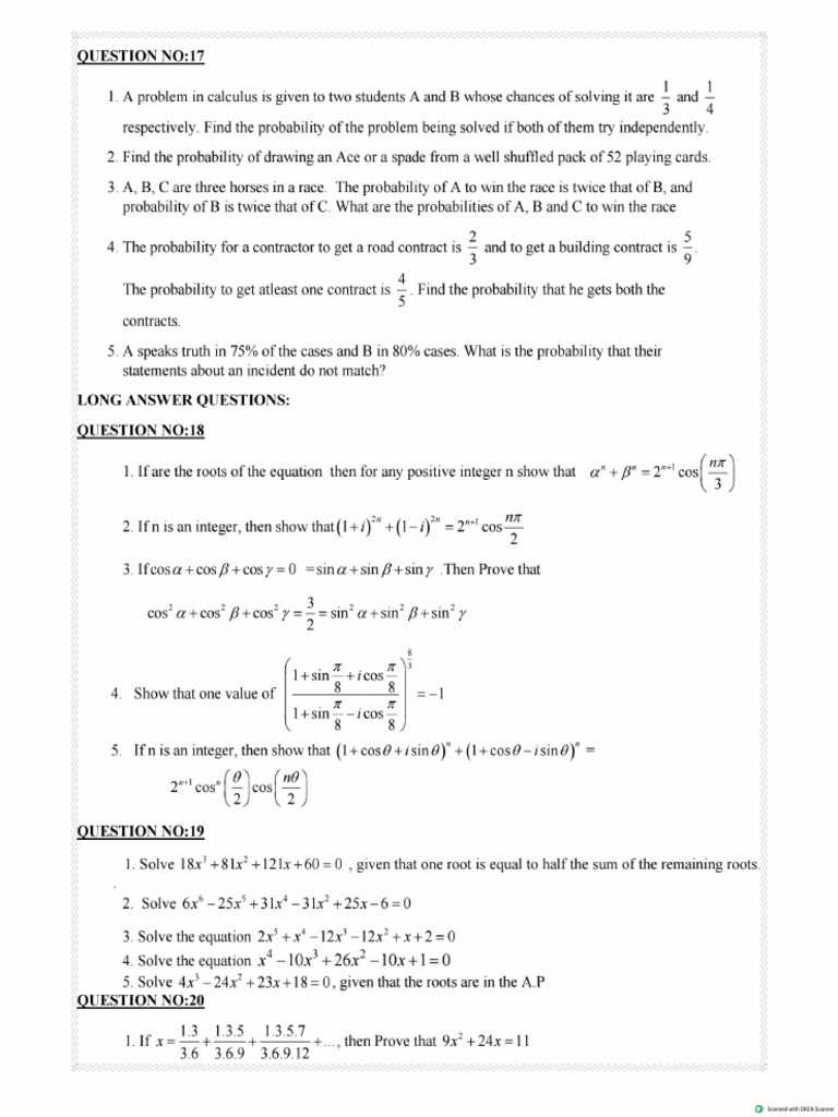 Ts SR Maths Iia Imp Questions-2023 5 | PDF
