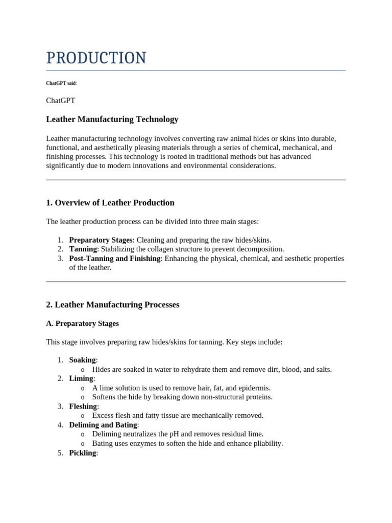 Leather Production Processes Explained | PDF | Leather | Dyeing