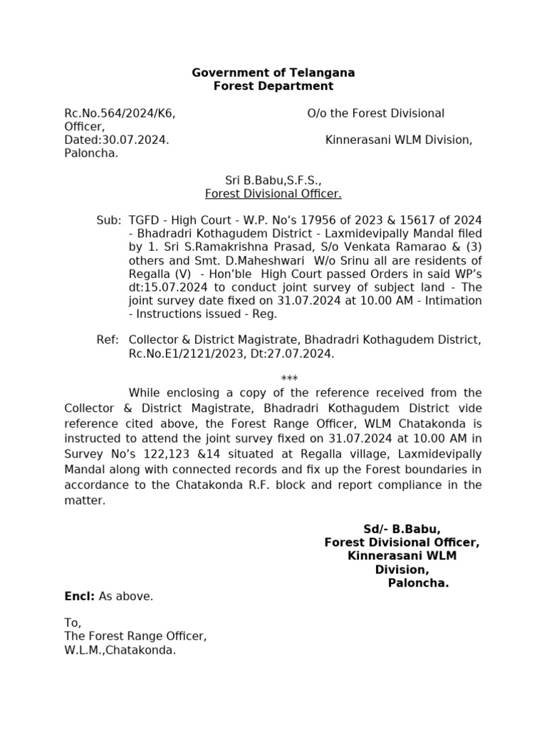 Joint Survey Notification for Land Dispute | PDF