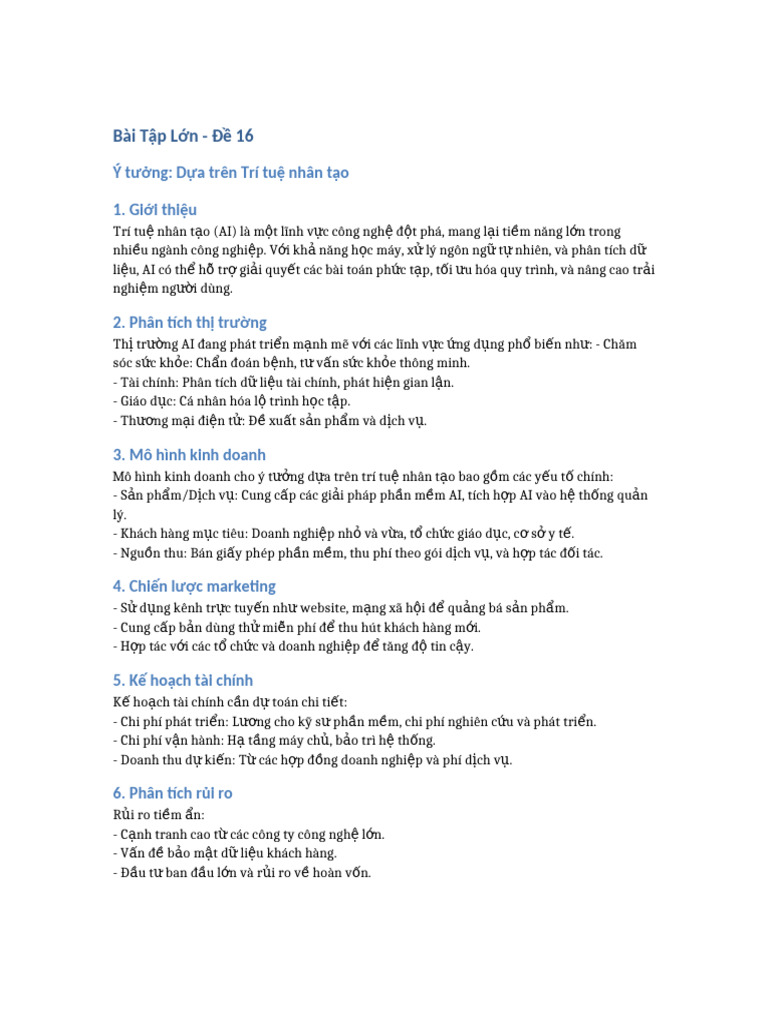 Bai Tap Lon de 16 AI Detail | PDF
