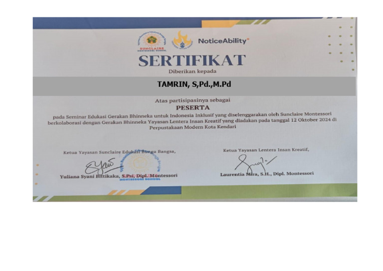 Sertifikat Tamrin | PDF