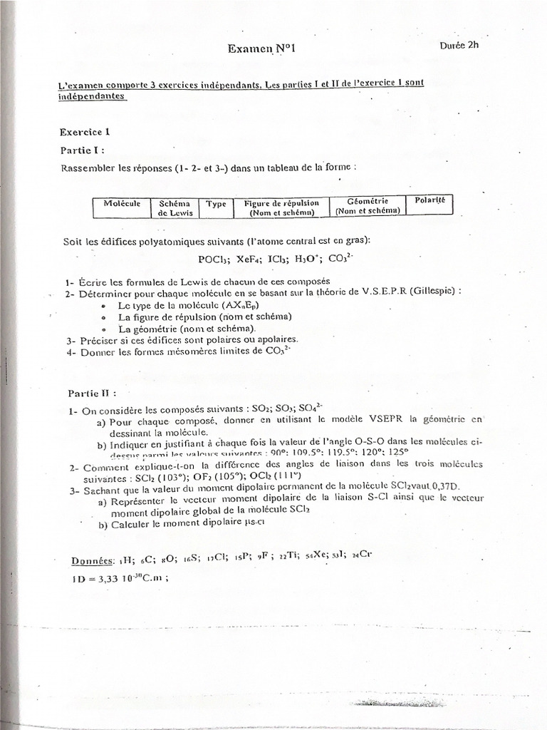 Ex Ipeit Chimie 2 | PDF