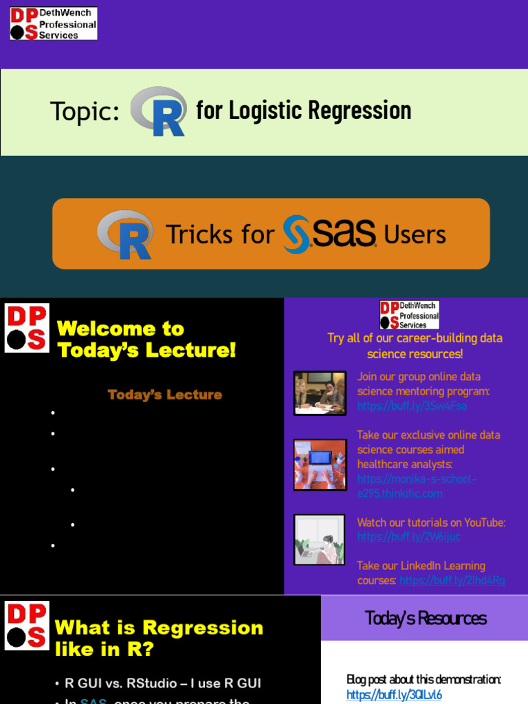 10 - R For Logistic Regression Lecture | PDF | Logistic Regression | Sas (Software)