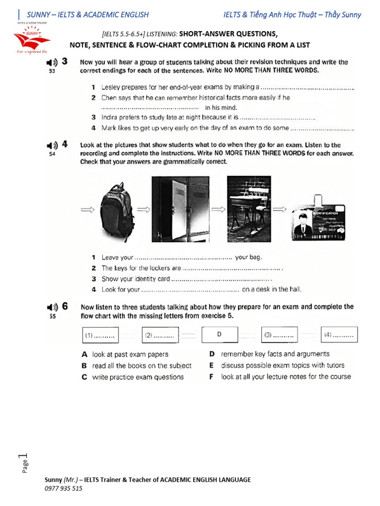 Note, Sentence, Flow, Short-Answer, List | PDF