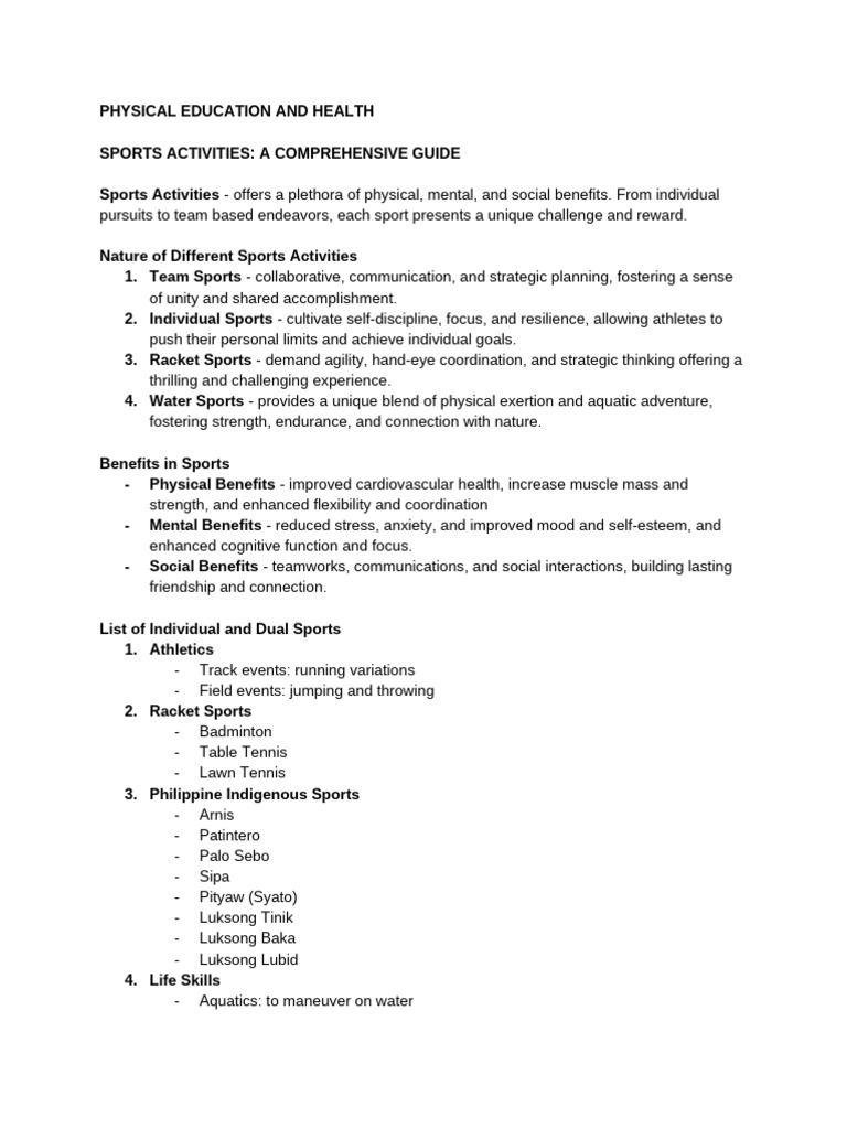 Physical Education and Health | PDF | Track And Field | Strength Training