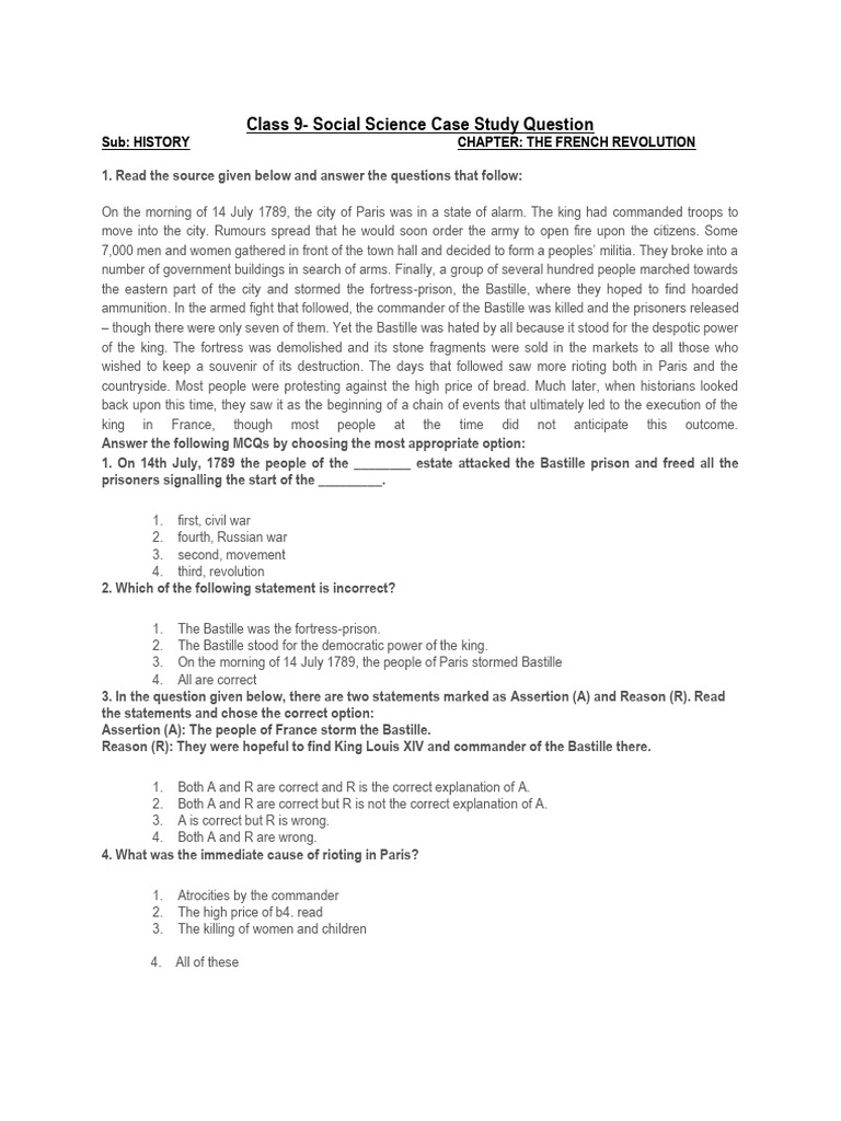 Class 9 Social Science Case Study Qs | PDF | Monarch | Political Science