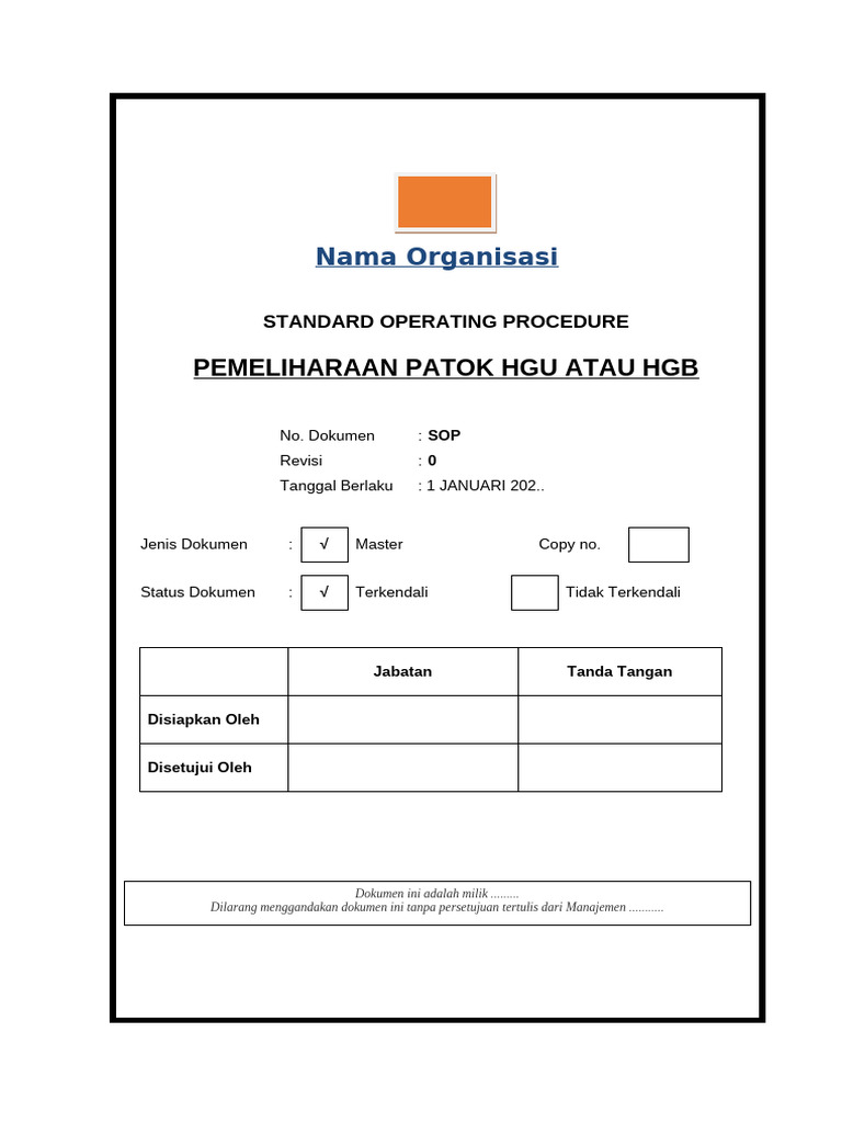 SOP - Pemeliharaan Patok HGU Atau HGB | PDF