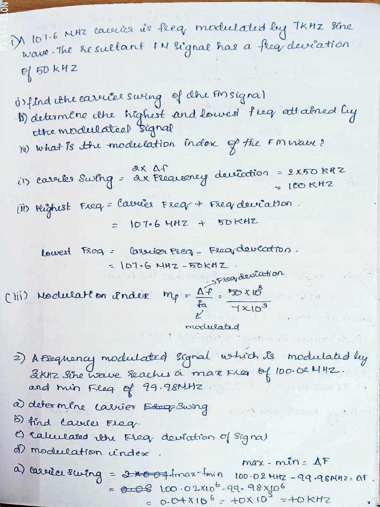 Angle Modulation Probleme | PDF | Wireless | Radio