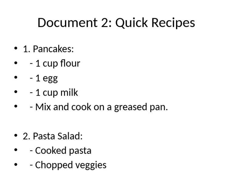 Quick Recipes | PDF