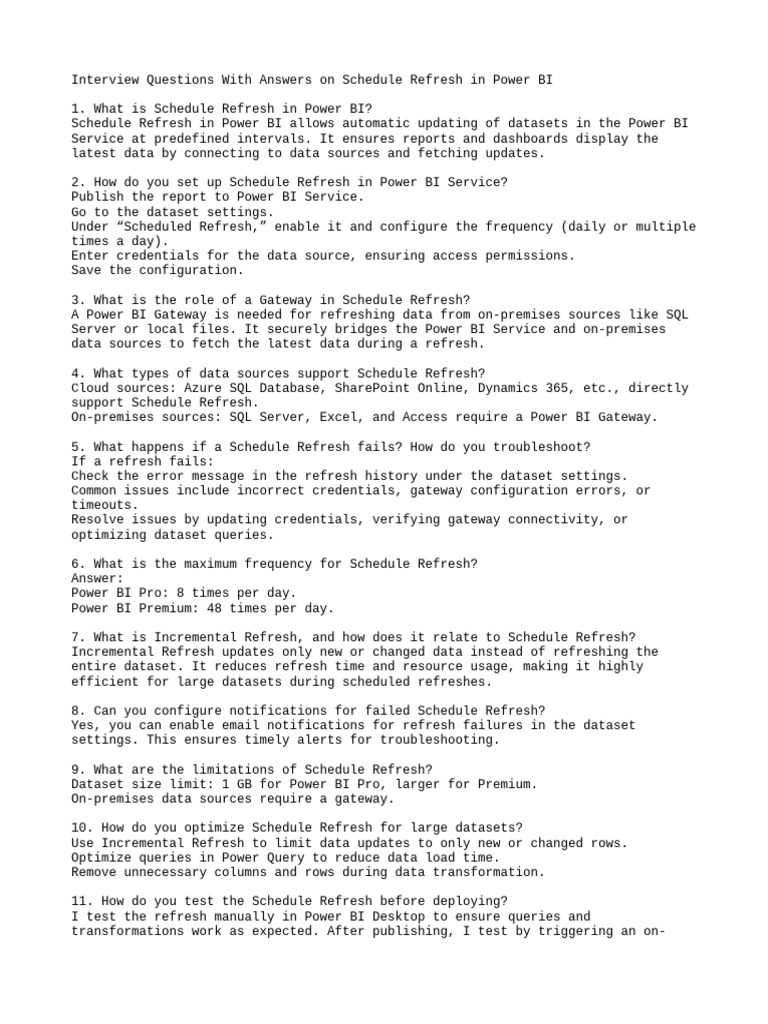 Power BI Interview Set 1 | PDF | Microsoft Sql Server | Sql