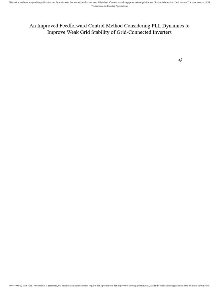 An Improved Feedforward Control Method Considering PLL Dynamics To | PDF
