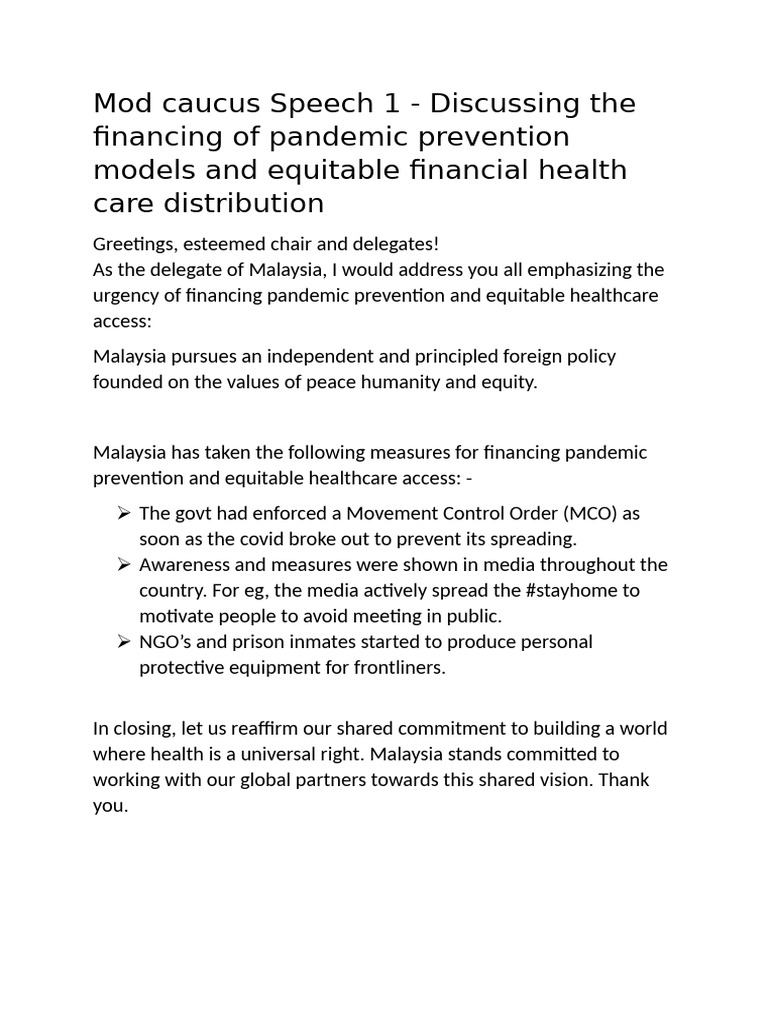 Mod caucus Speech 1 | PDF