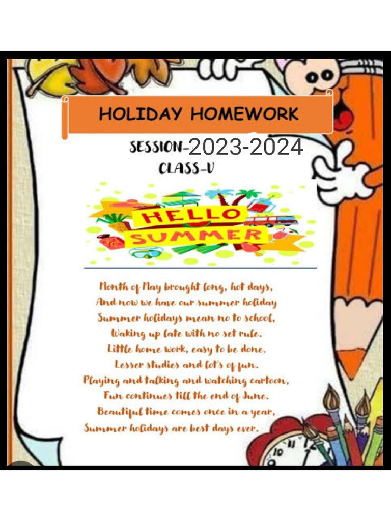 Holiday Homework Class 5 | PDF