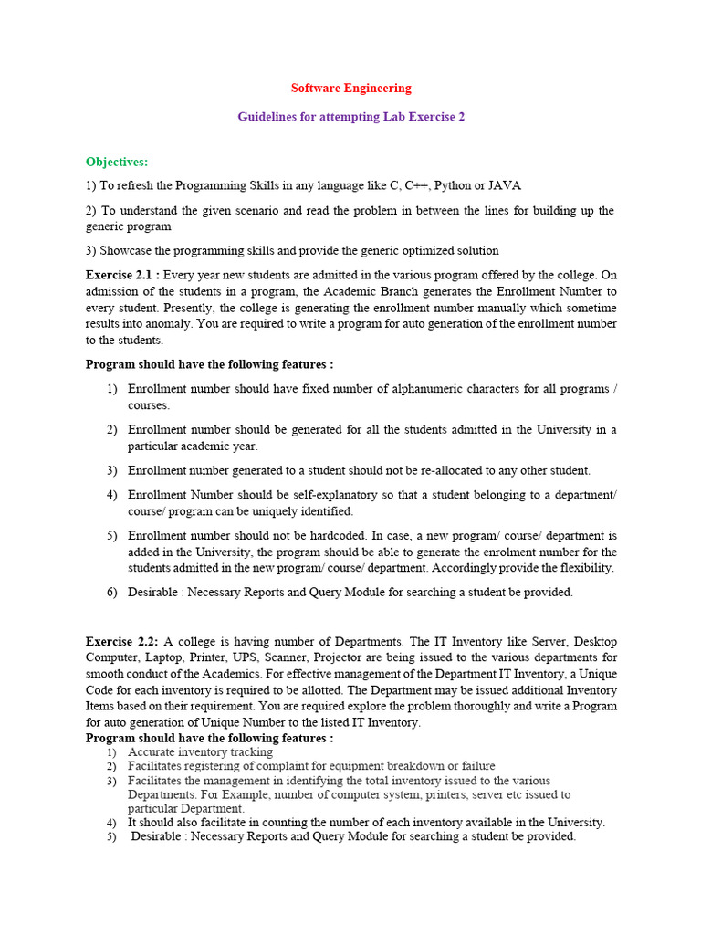 Guidelines for Lab 2 | PDF | Systems Engineering | Computing
