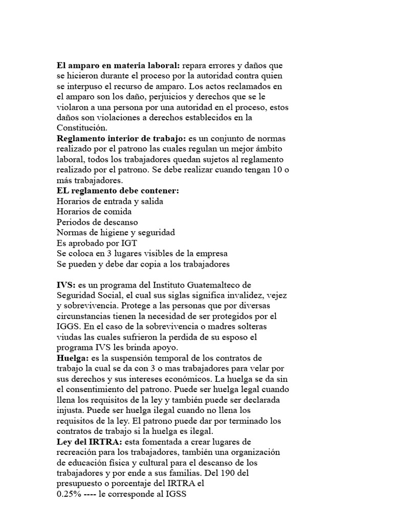 Primer Examen Parcial Derecho Laboral 2 | PDF