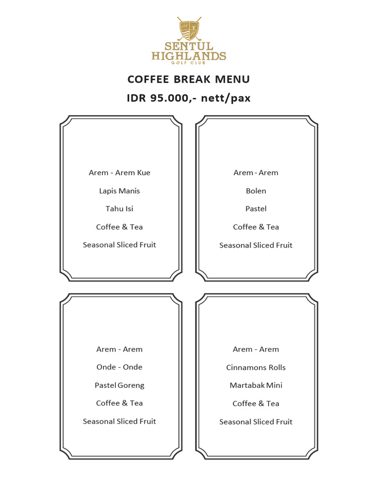 Coffee Break Menu 2024 - SALES | PDF