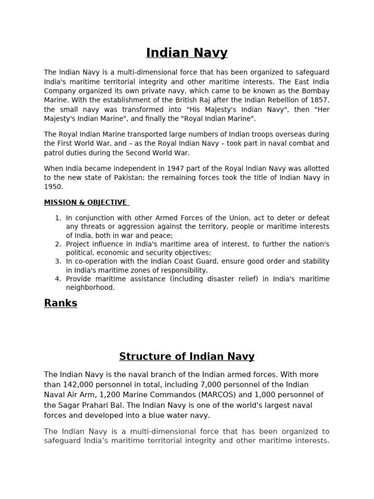 Indian Navy | PDF | Navies | Naval Warfare