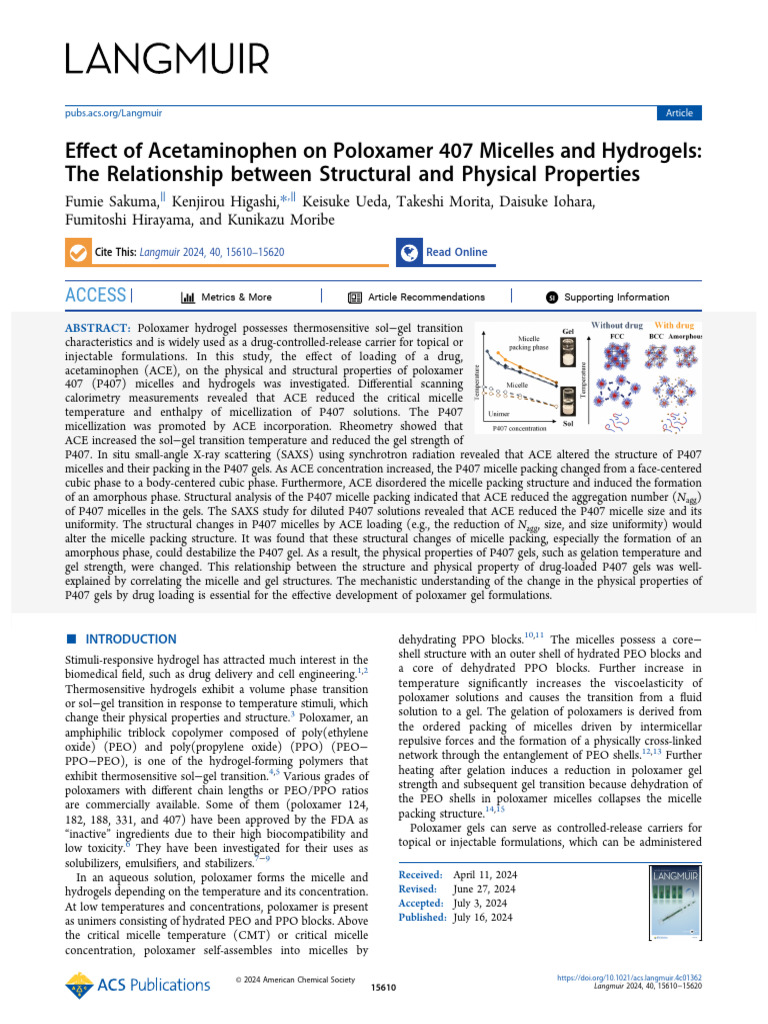 Impact of Acetaminophen on P407 Structure | PDF | Differential Scanning ...