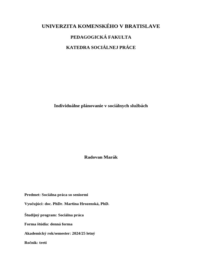 Úloha - Individuálne Plánovanie | PDF