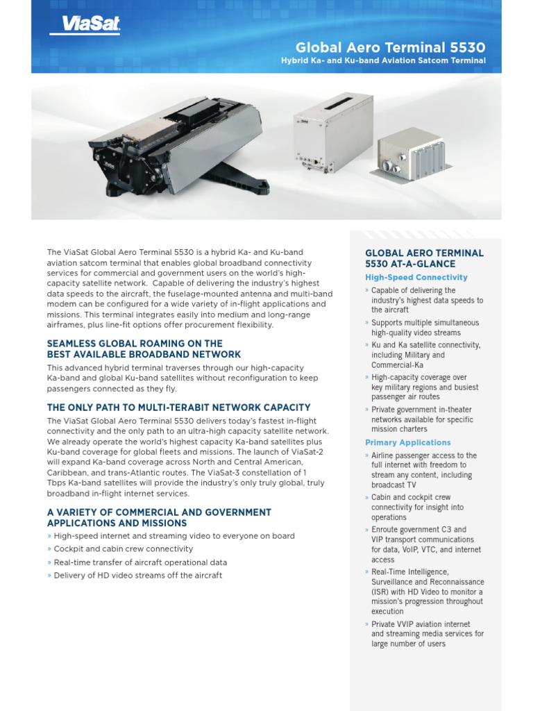 Viasat Global Aero Terminal | PDF | Broadband | Telecommunications