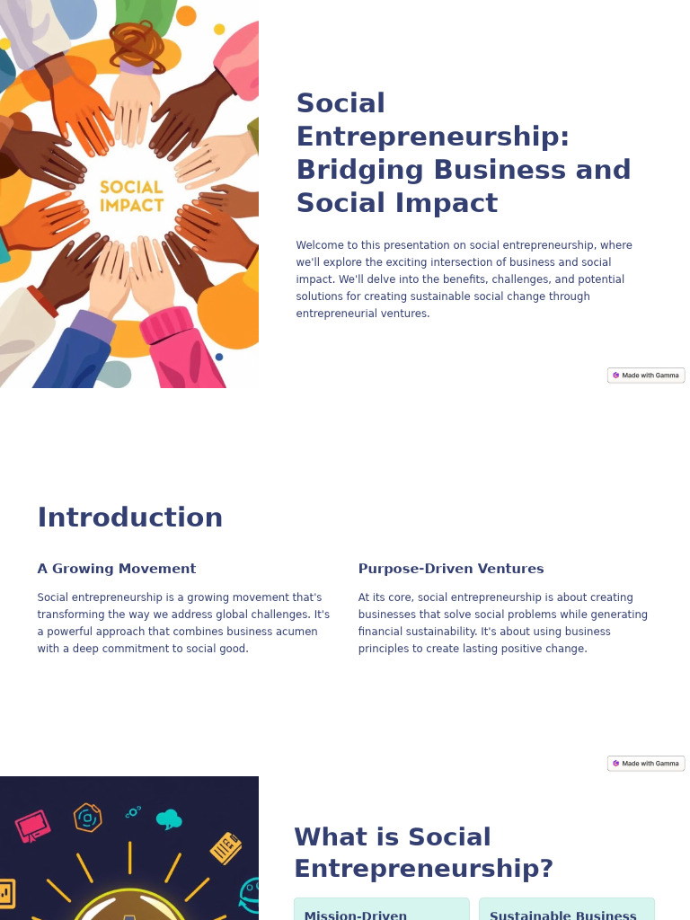 Social Entrepreneurship Bridging Business and Social Impact | PDF ...