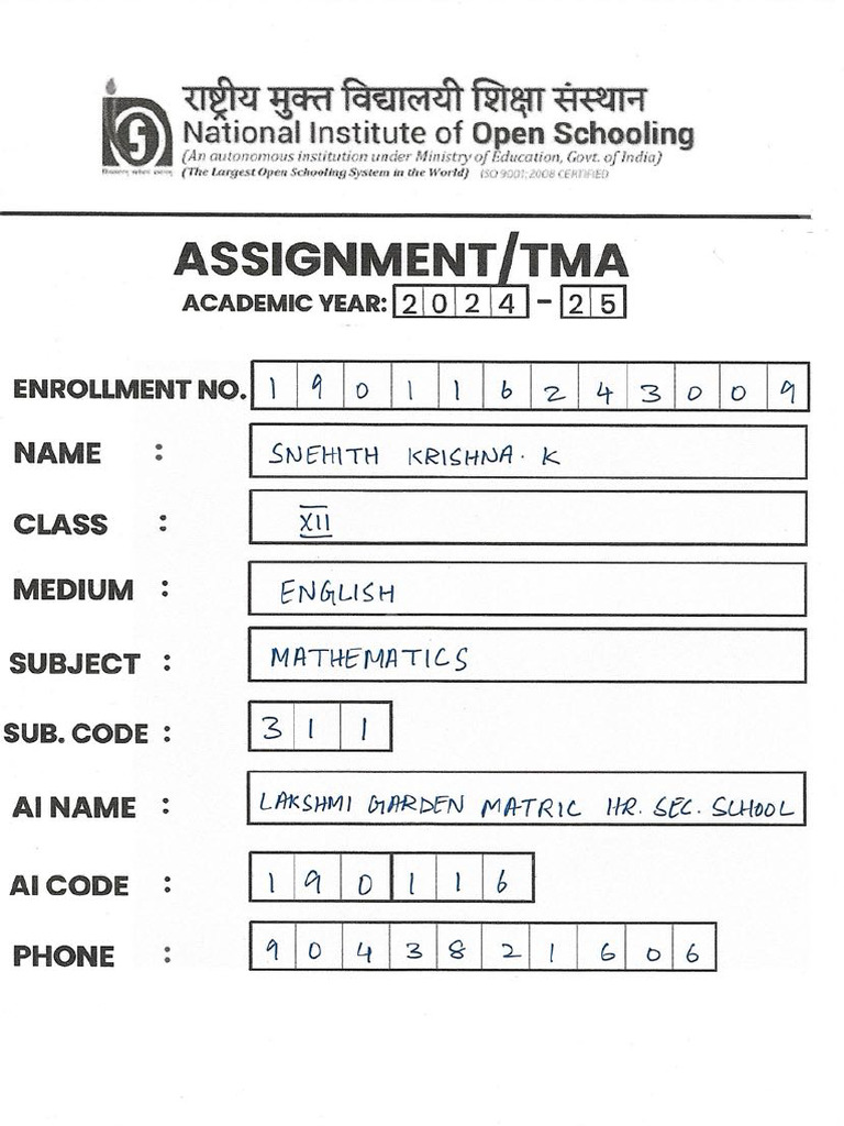 Mathematics TMA | PDF
