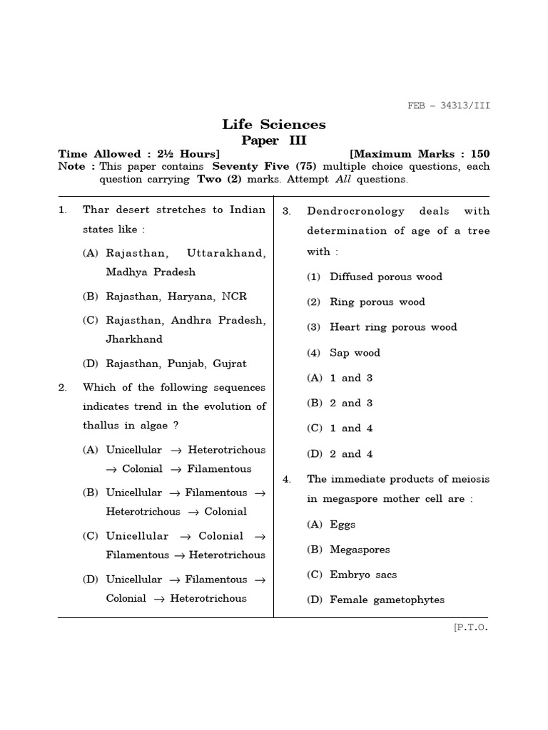 17FEB_Life_Science_PIII | PDF | Rna | Gene