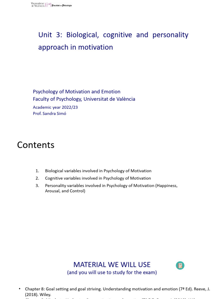 Unit 3 - Cognitive Approach in Motivation - EE - 22-23 | PDF | Goal ...
