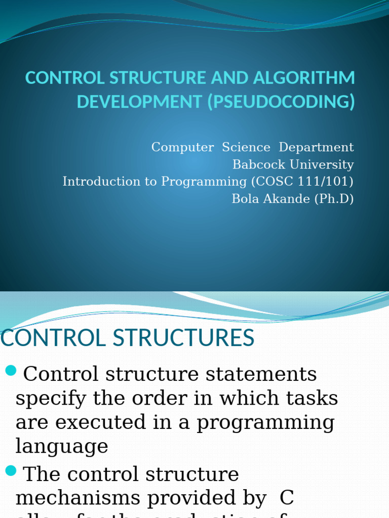 sixthControlStrcucPSEUDO | PDF | Control Flow | Computer Programming