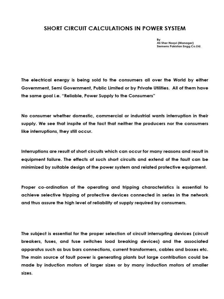 Short Circuit Calculations | PDF | Transformer | Electrical Impedance