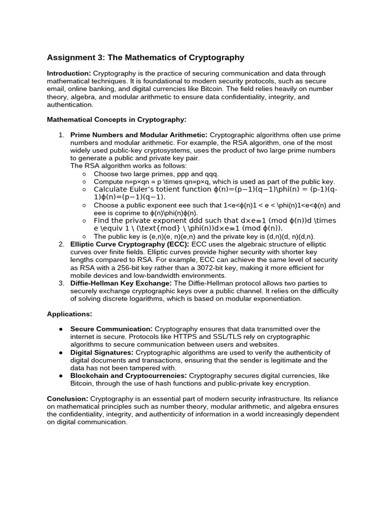 Assignment 3_ The Mathematics of Cryptography | PDF | Cryptography ... Assignment 3_ The Mathematics of Cryptography | PDF | Cryptography ...