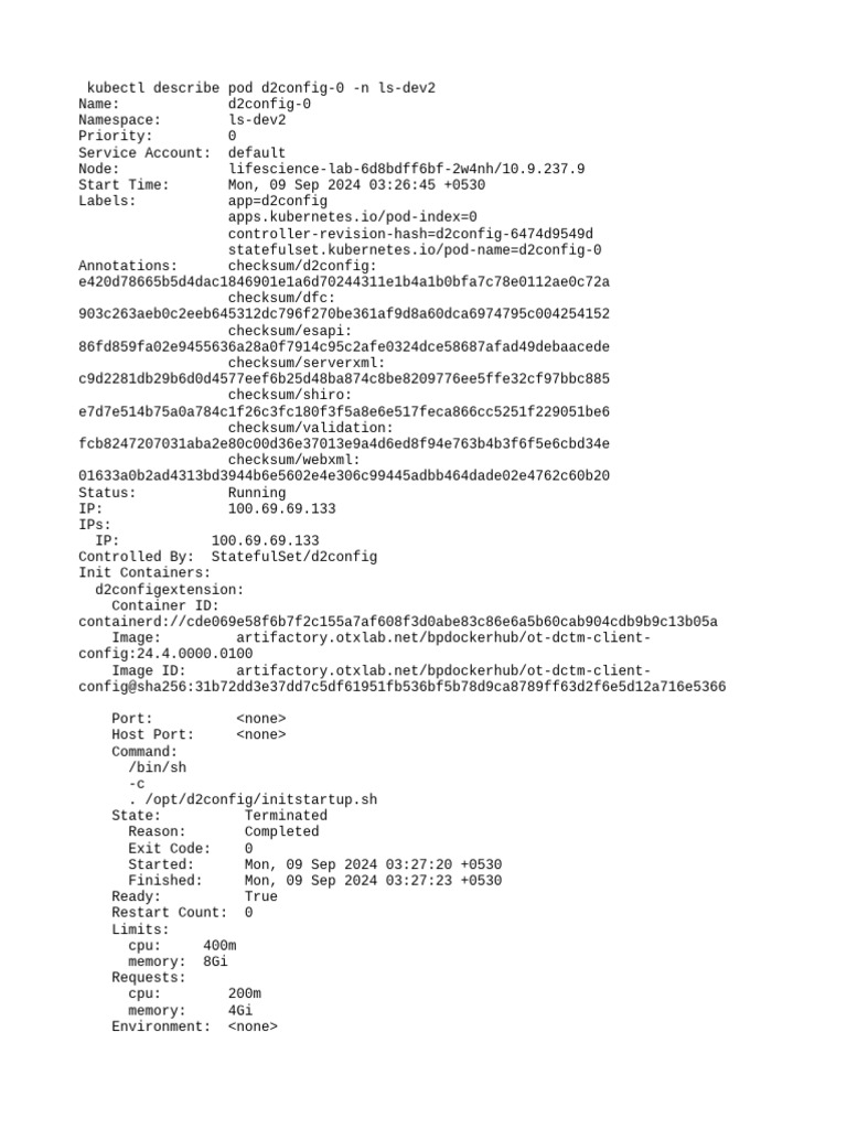Kubectl Describe Pod D2config-0 | PDF | Computer Architecture ...