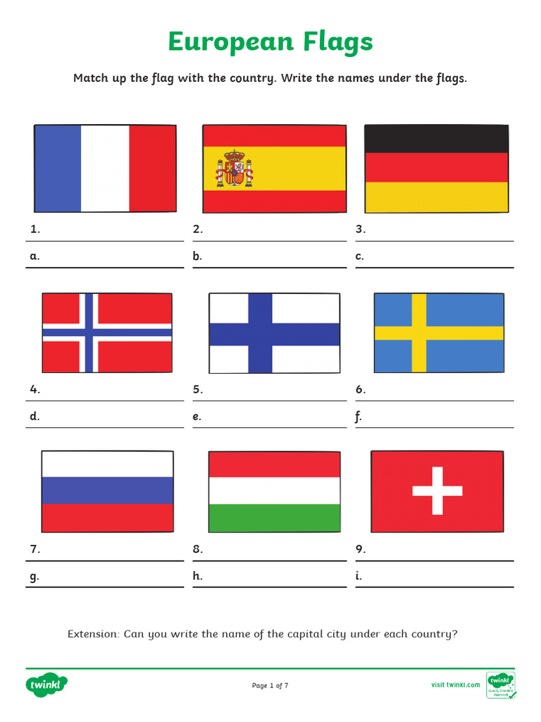 European Flag Activity Sheets | PDF | National Association Football ...
