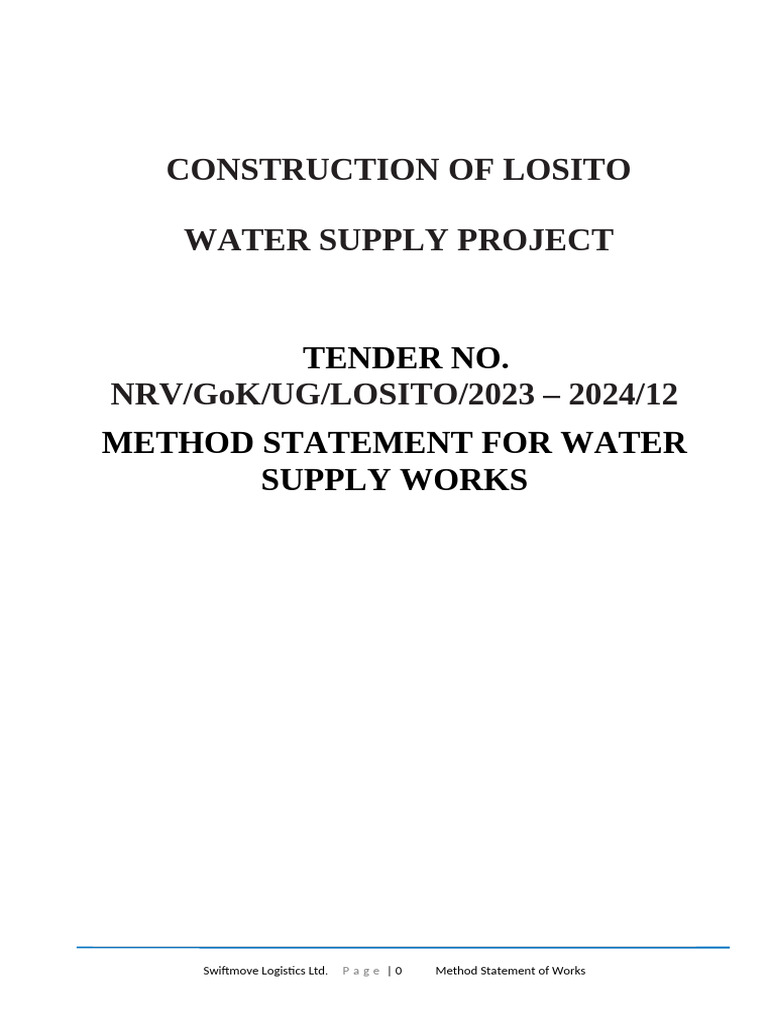 Method Statement for Water Supply Project | PDF | Concrete | Personal ...