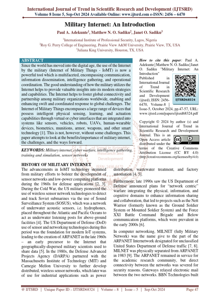 Military Internet An Introduction | PDF | Internet Of Things | Unmanned ...