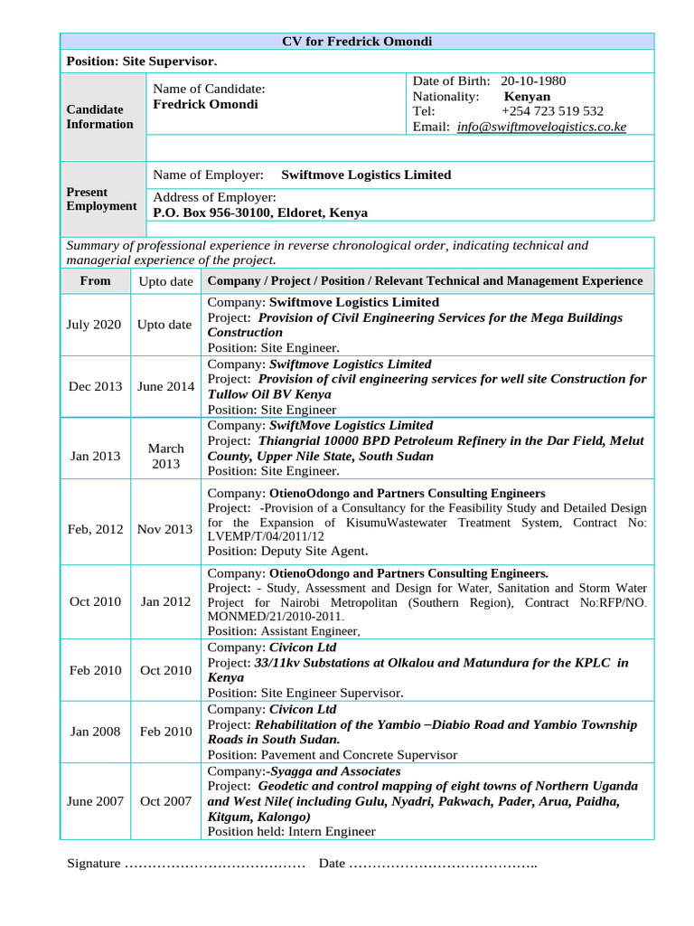 CV for Fredrick Omondi | PDF