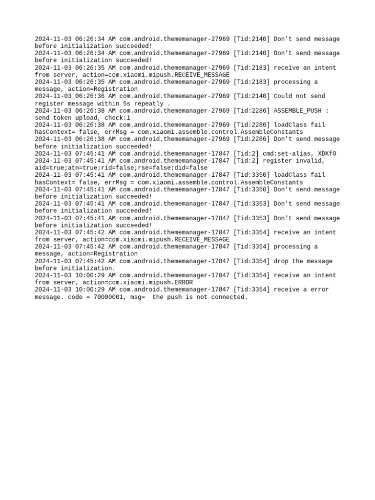 Xiaomi Theme Manager Error Log Analysis | PDF