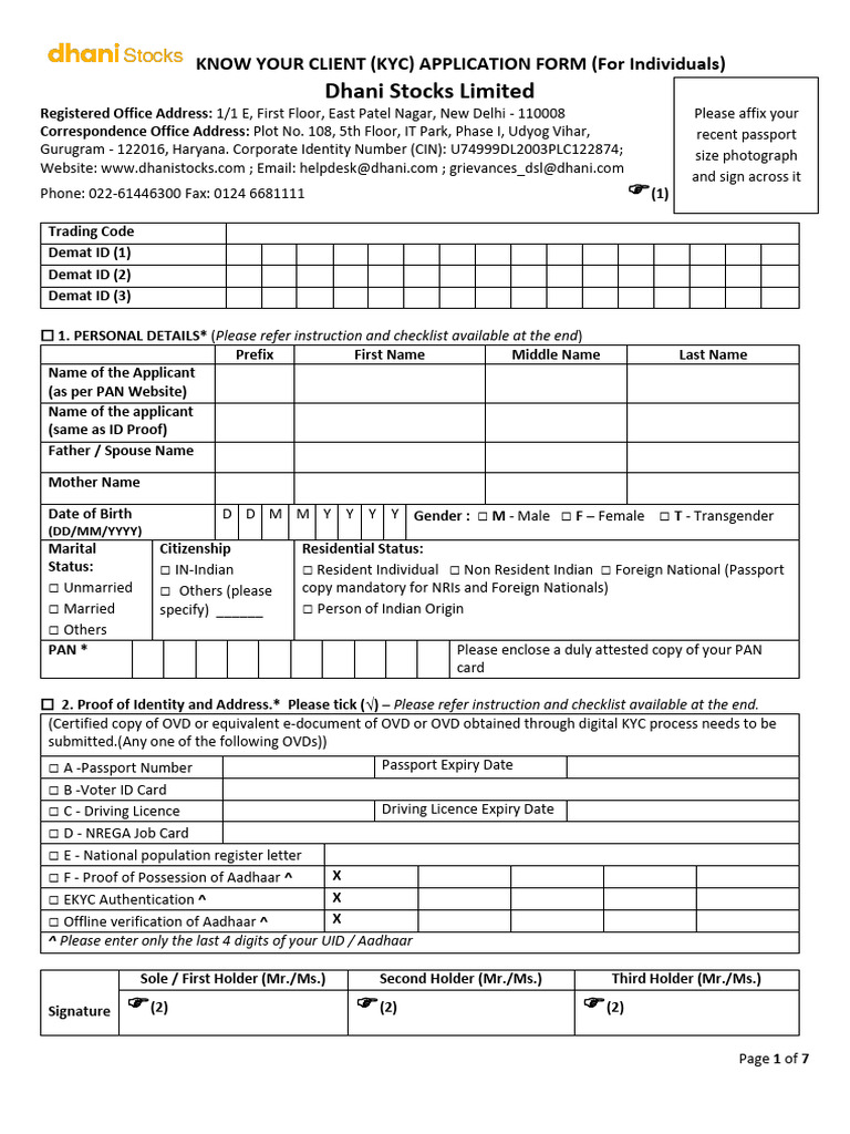 KYC-updation-form-Individuals_1699511999 | PDF | Identity Document ...