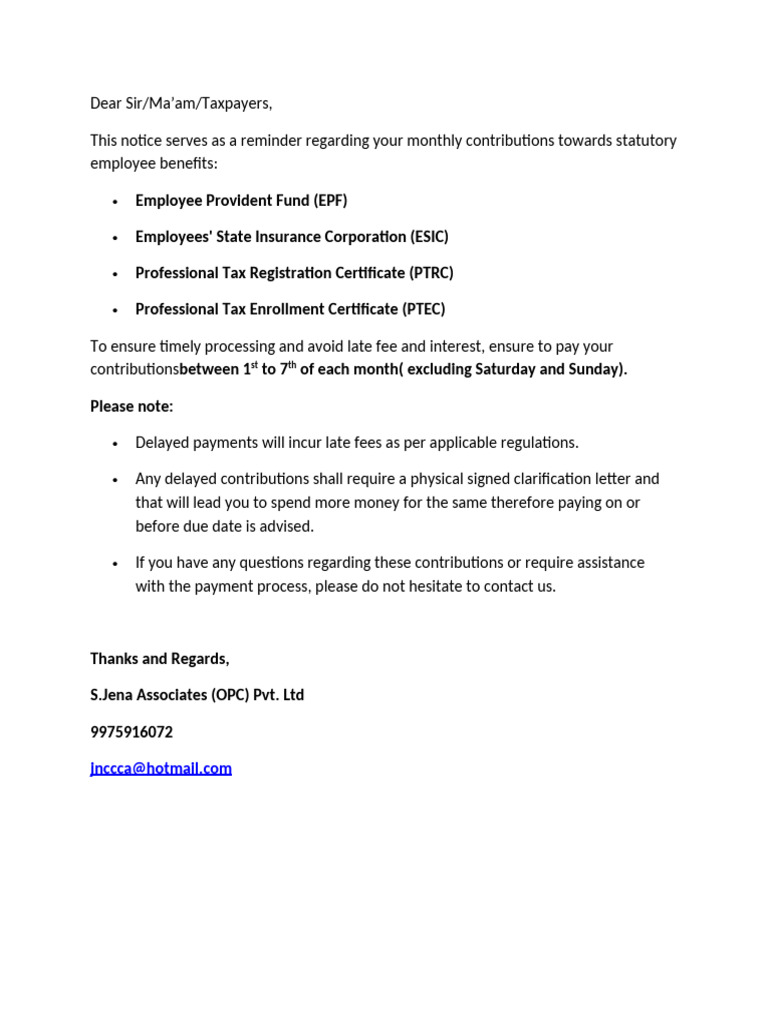 Epf Timely Notice | PDF