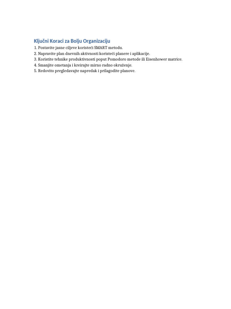 Document 2 Ključni Koraci Za Bolju Organizaciju | PDF