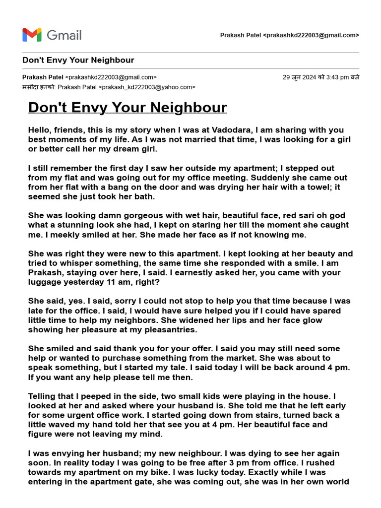 Don't Envy Your Neighbour | PDF