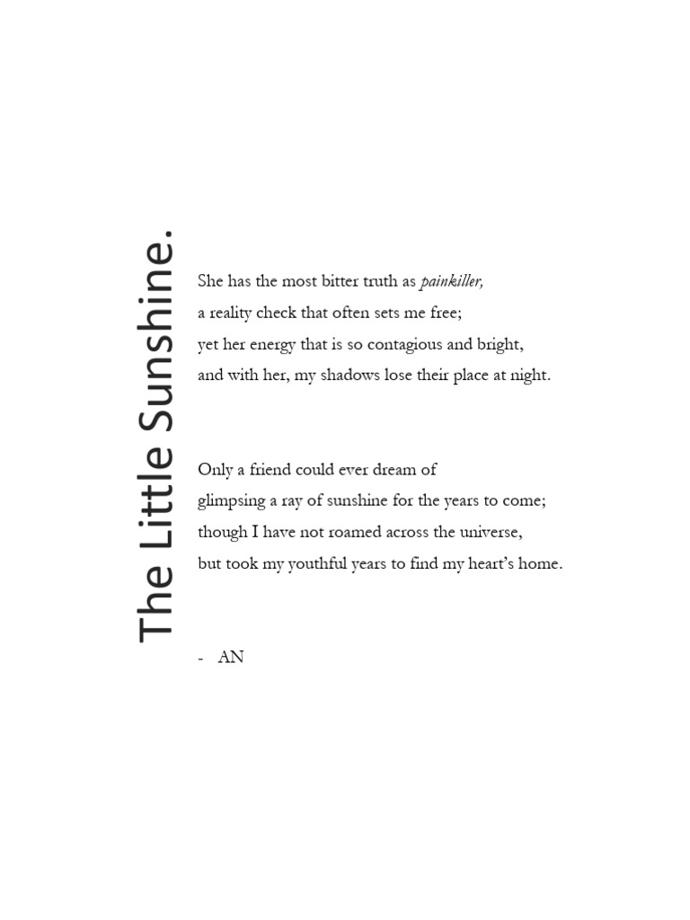 The Little Sunshine: A Poetic Reflection | PDF