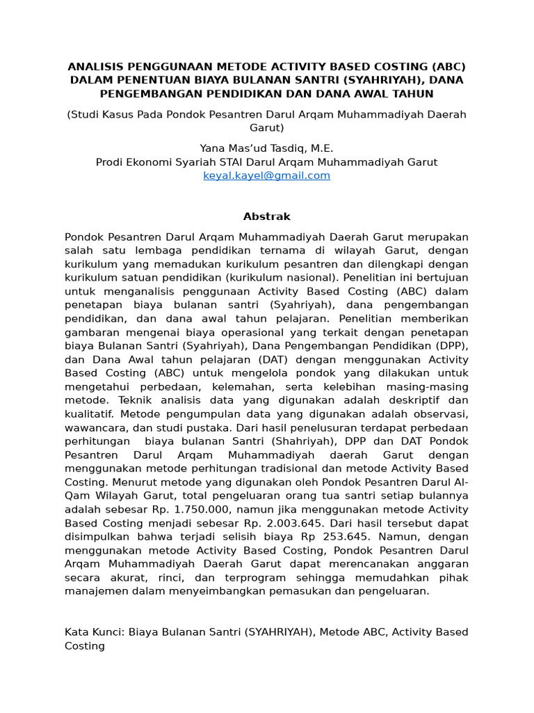 ANALISIS PENGGUNAAN METODE ACTIVITY BASED COSTING (1) | PDF